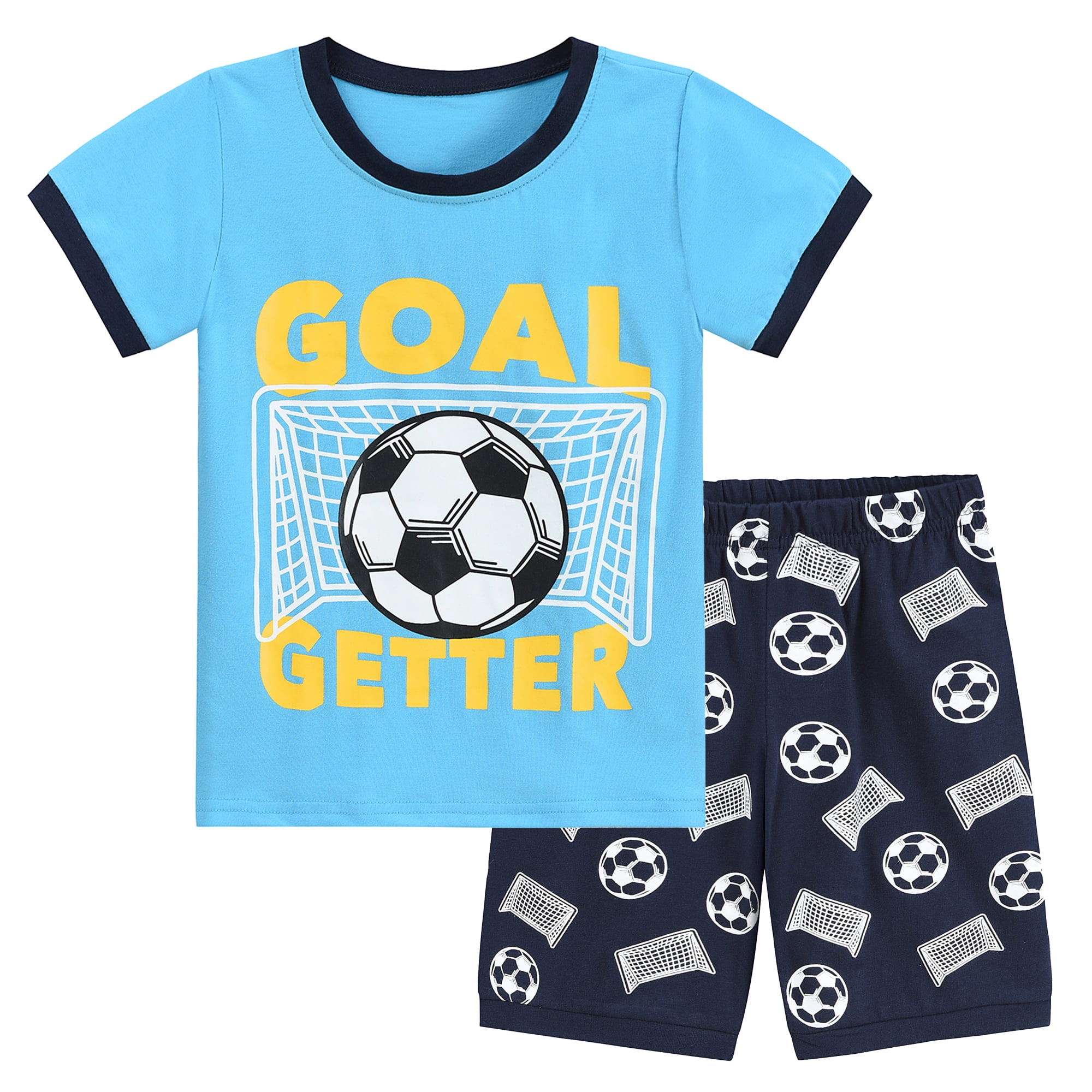 DDSOL Boy Pajamas Football Pjs Cotton Short Sleeves 2-Pieces Sleepwear ...