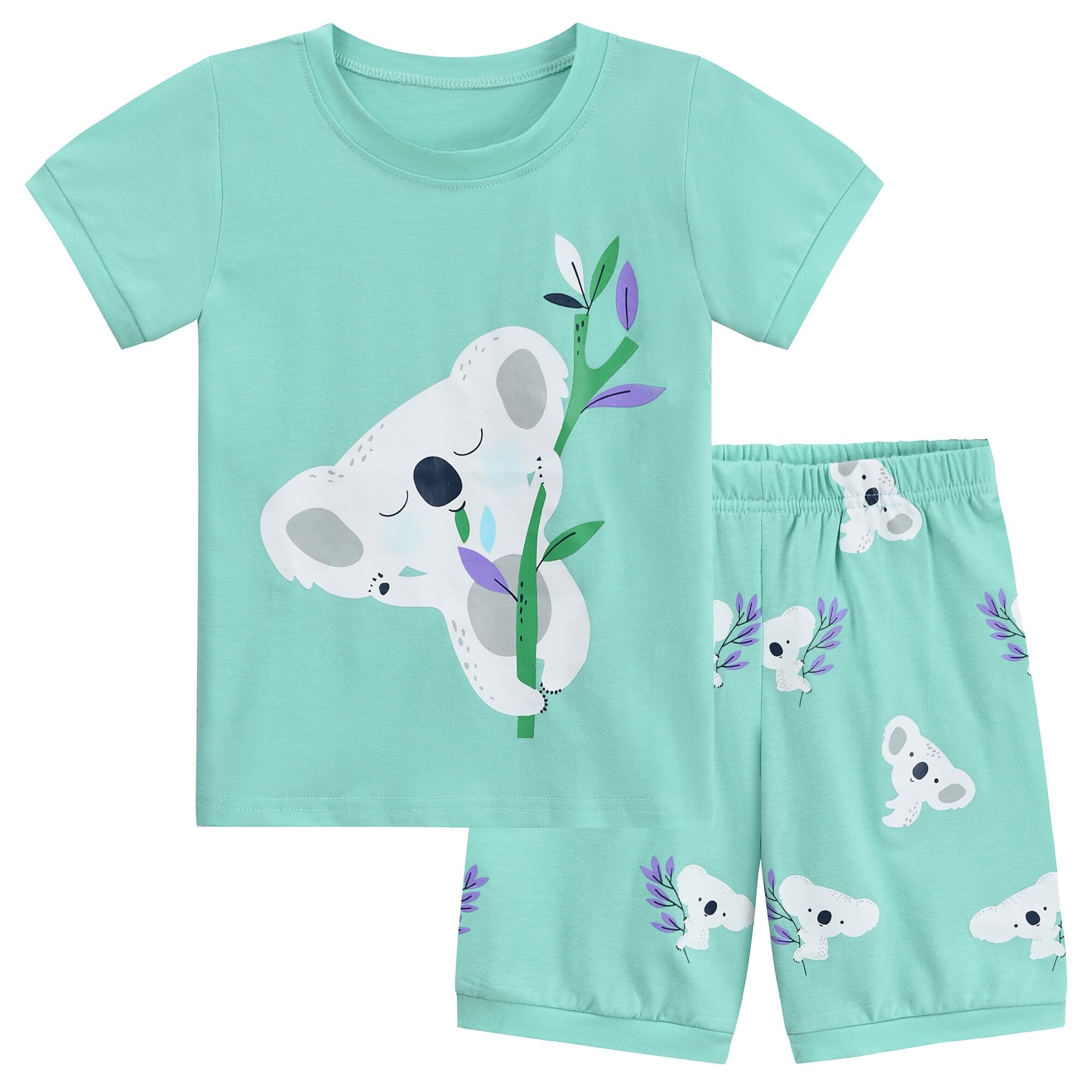 DDSOL Girls Pajamas Koala Graphic Short Sleeves Pjs Cotton 2-Piece ...