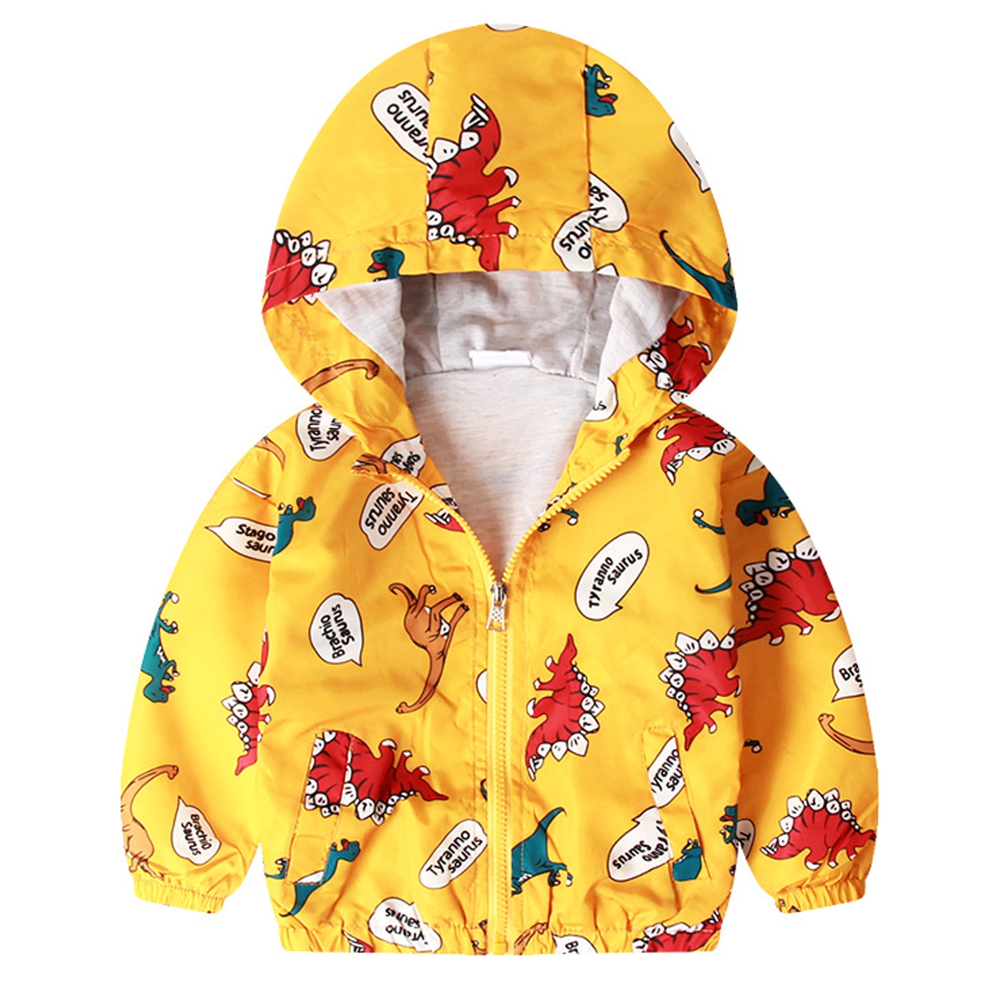 POPTEM Toddler Boy Dinosaur Jacket Hooded Long Sleeve Zip Up ...