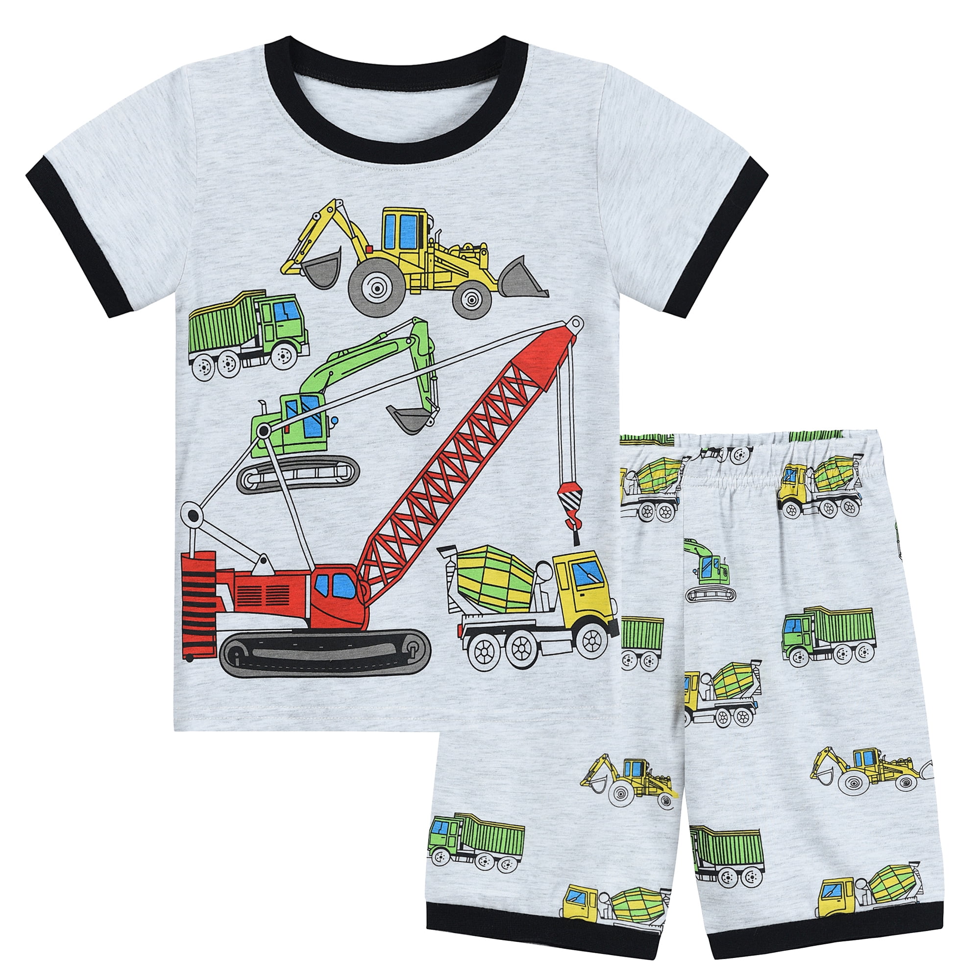 DDSOL Toddler Boy Excavator Pajamas Short Sleeves Pjs Cotton Sleepwear Sets 2-Pieces Gray 2T ...