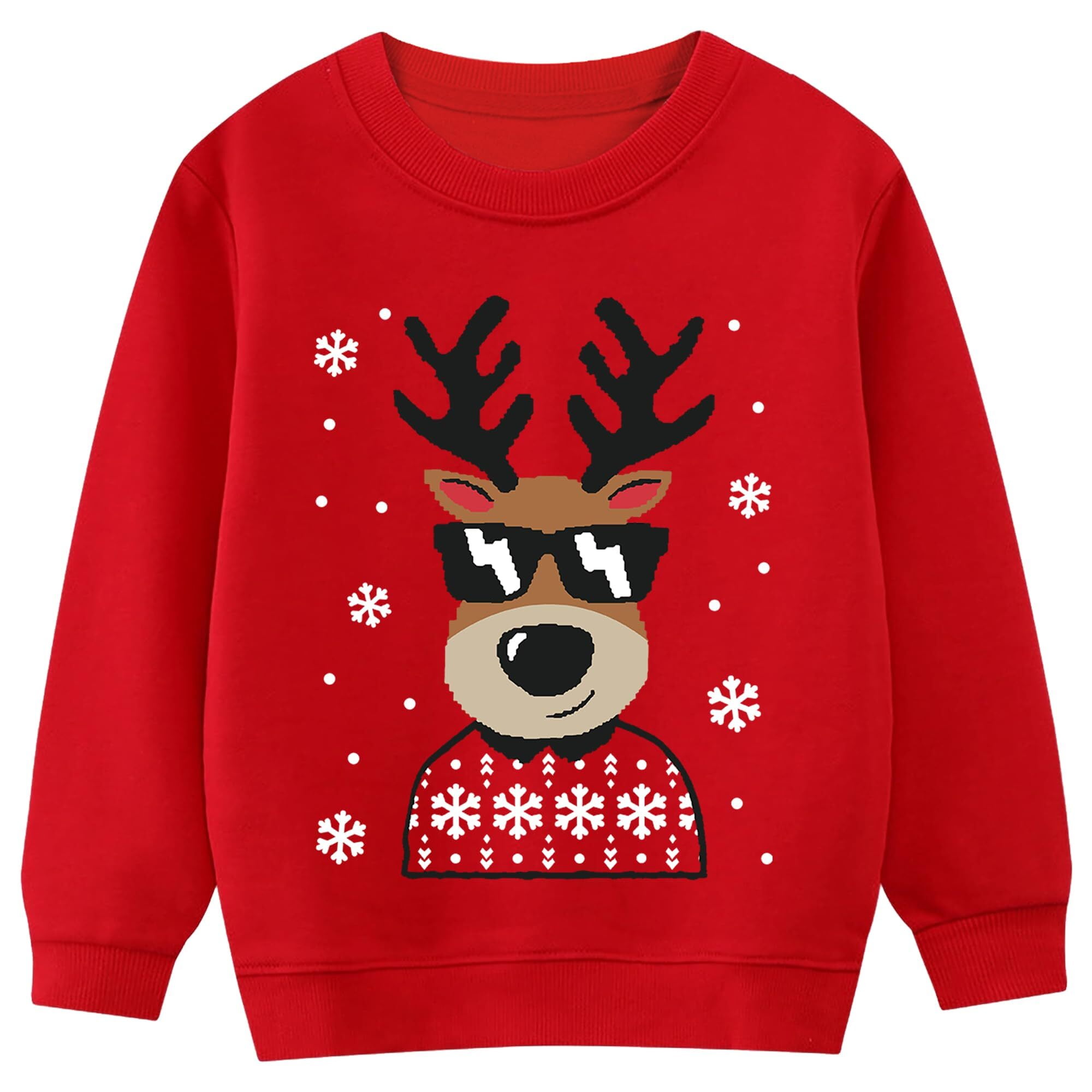 POPTEM Toddler Boys Girls Christmas Sweatshirt Reindeer Snowflakes ...