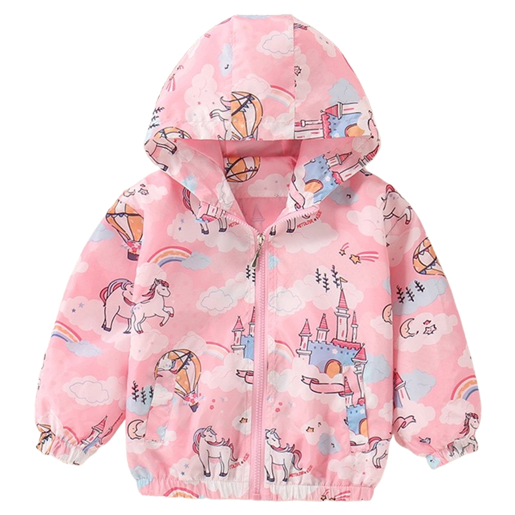 POPTEM Toddler Girls Jacket Pony Hoodie Zipper Outwear Windbreaker ...