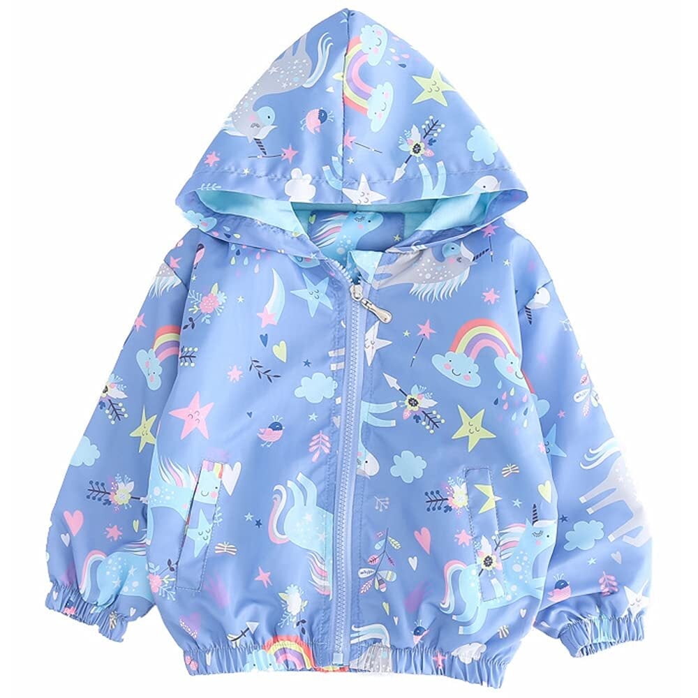 CM-Kid Children's Lightweight Unicorn Windbreaker, Hooded Zip Up Jacket ...