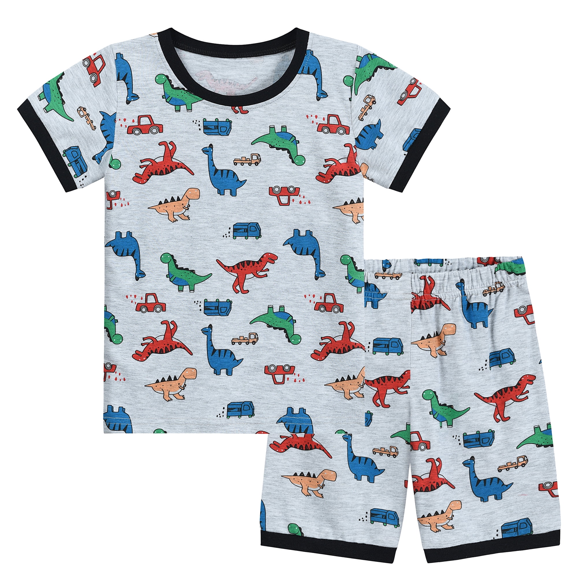 DDSOL Toddler Pajamas Boy Dinosaur Pjs Short Sleeves 2-Pieces Sleepwear ...