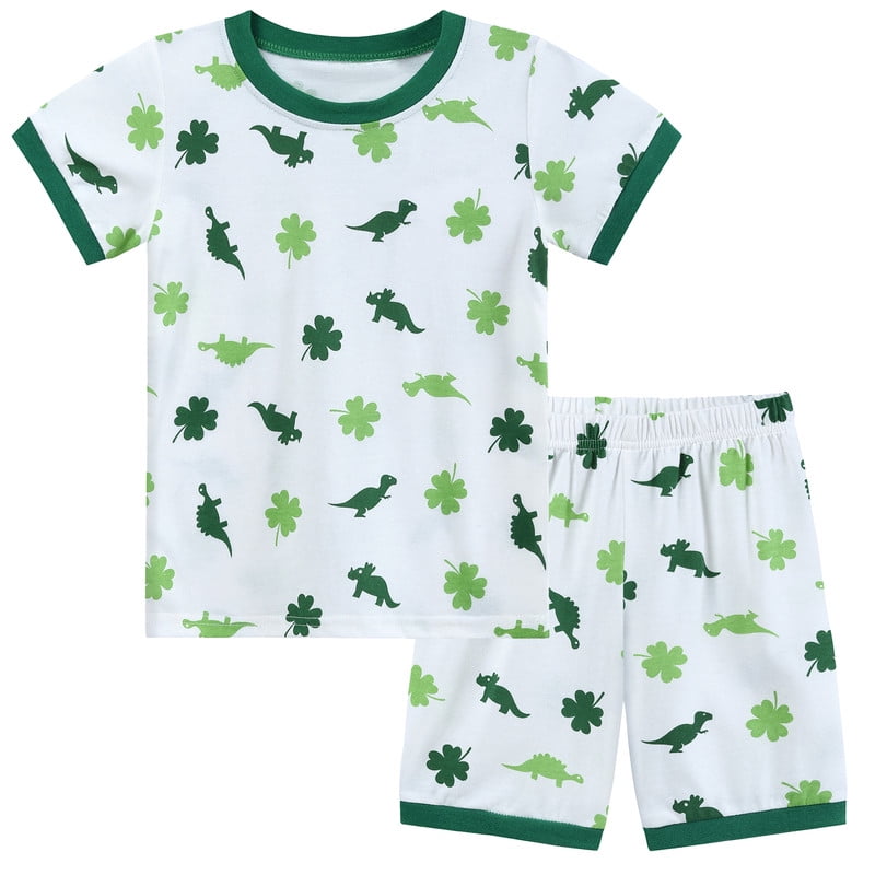 POPTEM Toddler Pajamas Boys Dinosaur Pjs Short Sleeve 2-Piece Sleepwear Sets White 2T - Walmart.com