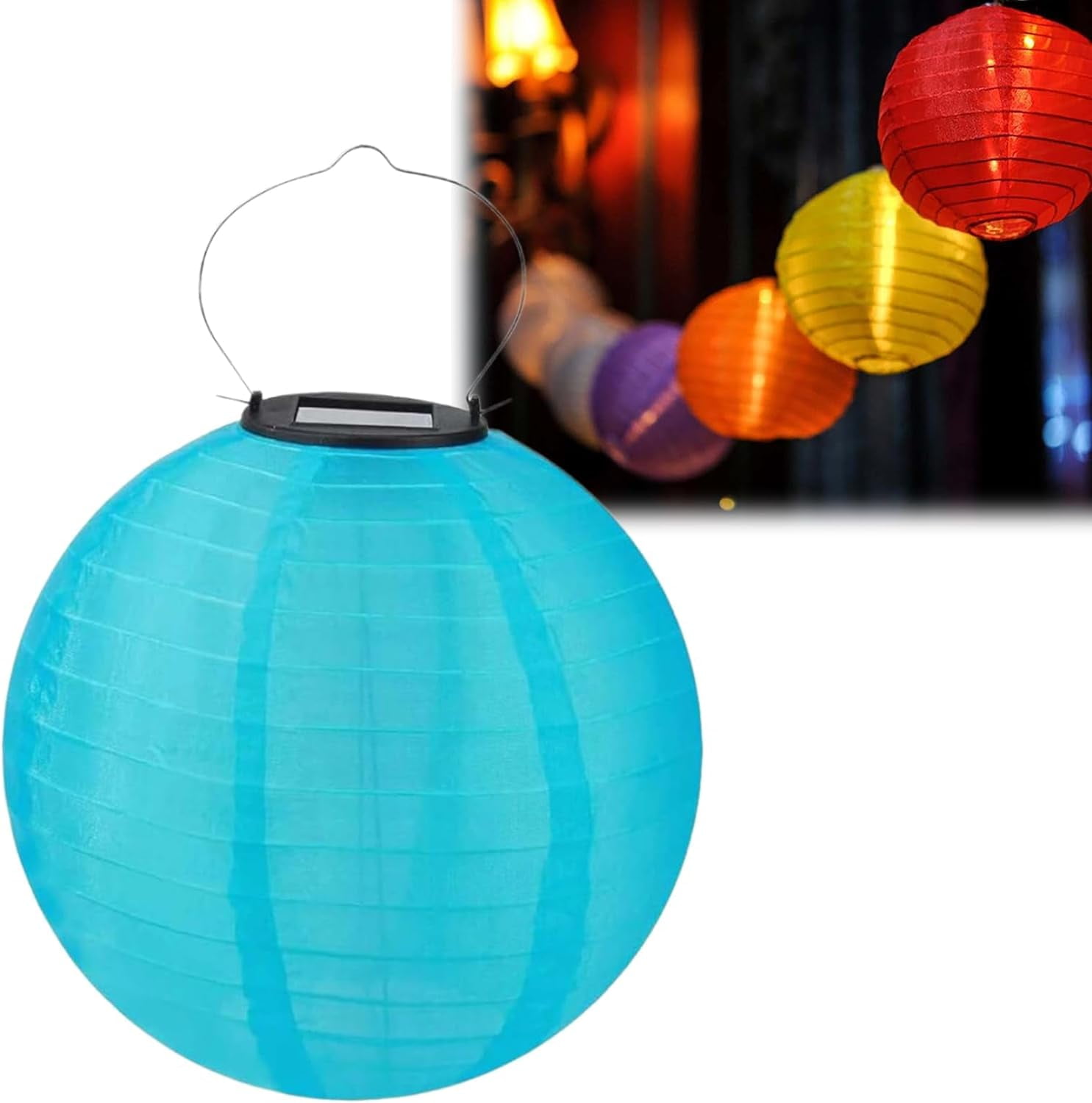 POPUQS 12 Inch Chinese Traditional Nylon Solar LED Outdoor Hanging ...