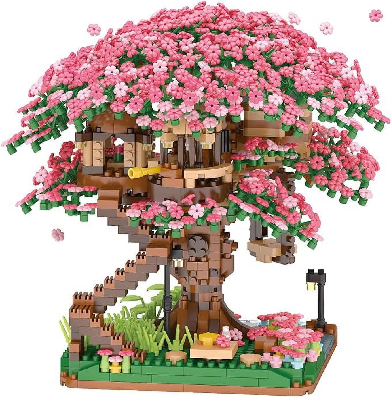POPUQS Cherry Blossom Tree Building Set, 2008 Pieces, Sakura Tree House ...