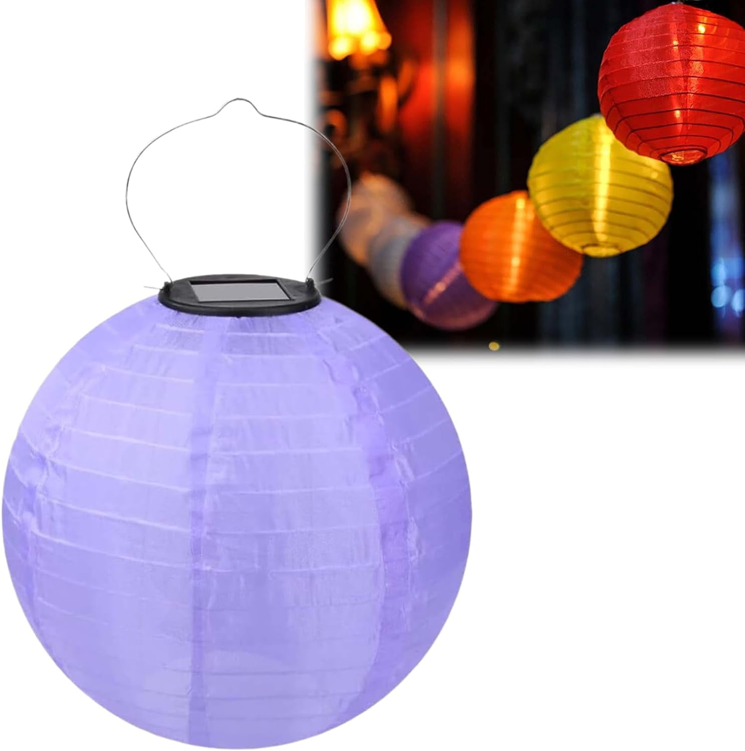 POPUQS Purple Solar Powered Outdoor Hanging Lanterns, LED Traditional ...