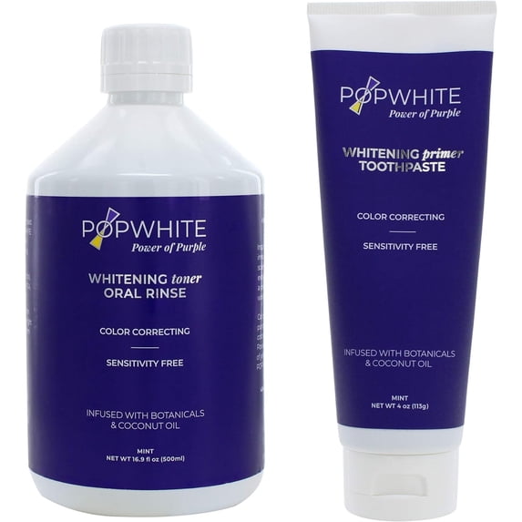 POPWHITE's Duo Set: Sensitivity-Free Whitening Toothpaste & Oral Rinse ...