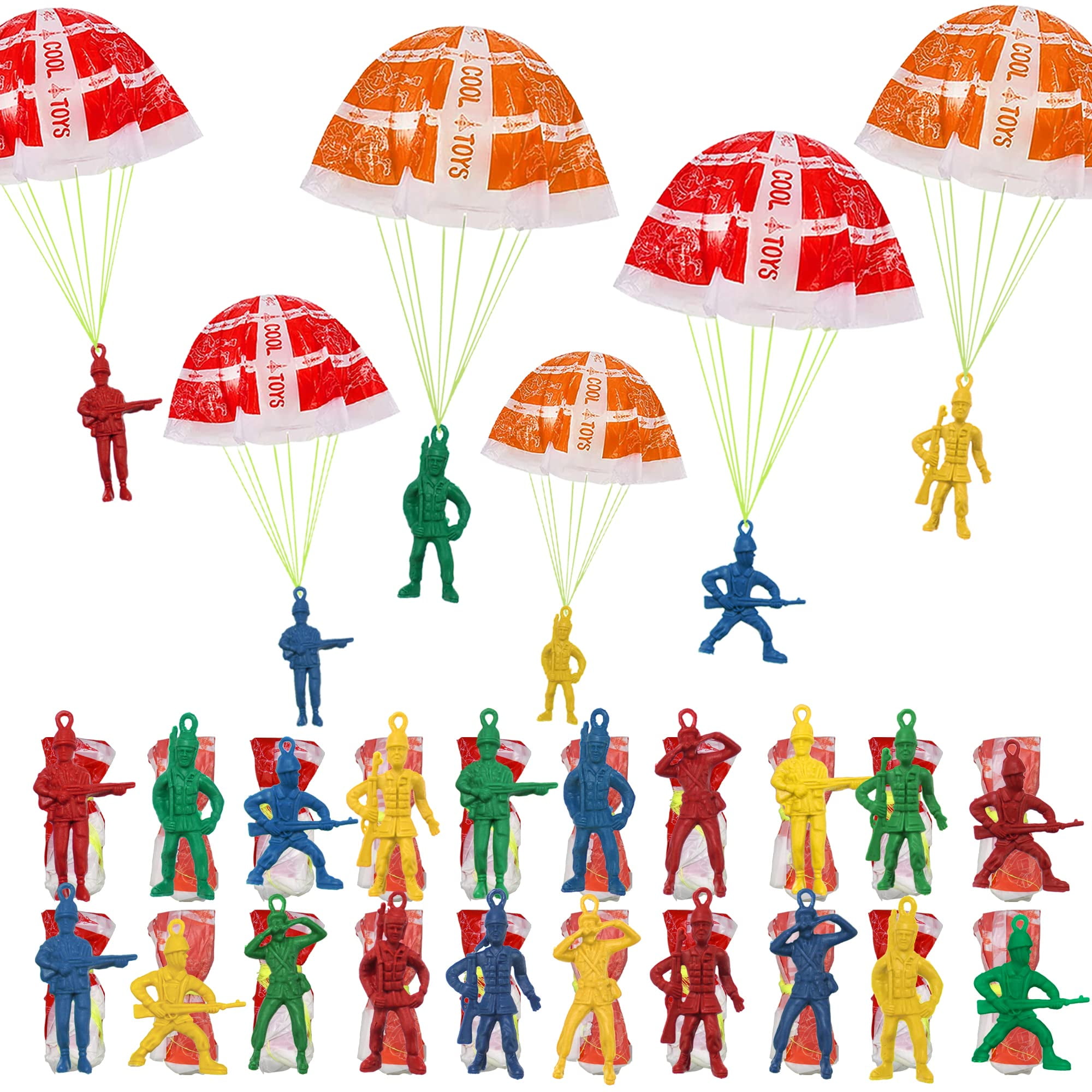 PORAFUK 60 Pieces Parachute Toy, Army Men Action Figures Hand Throwing ...