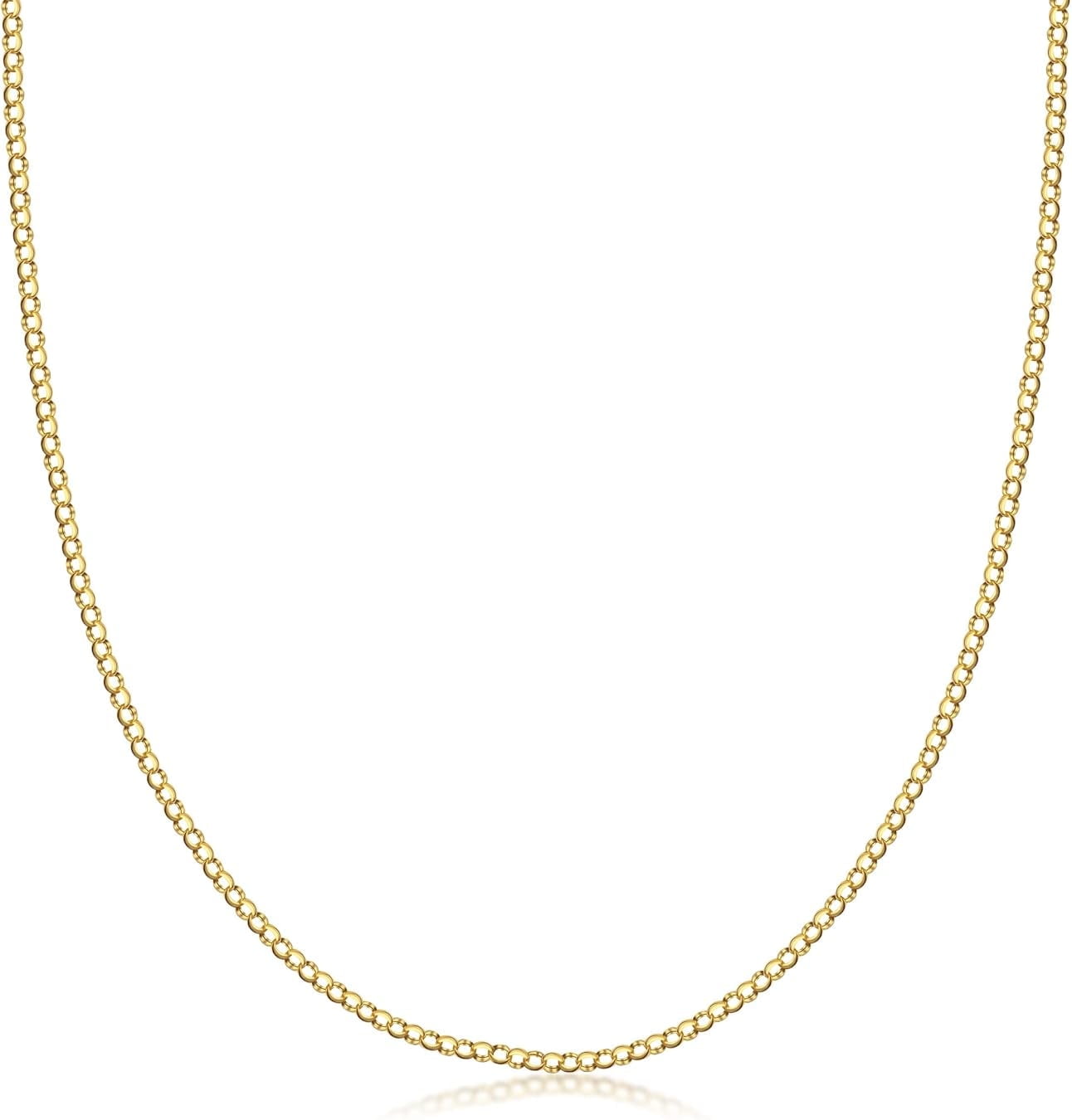 PORI JEWELERS 10K Yellow Gold 2.0MM Round Rolo Link Chain Necklace ...