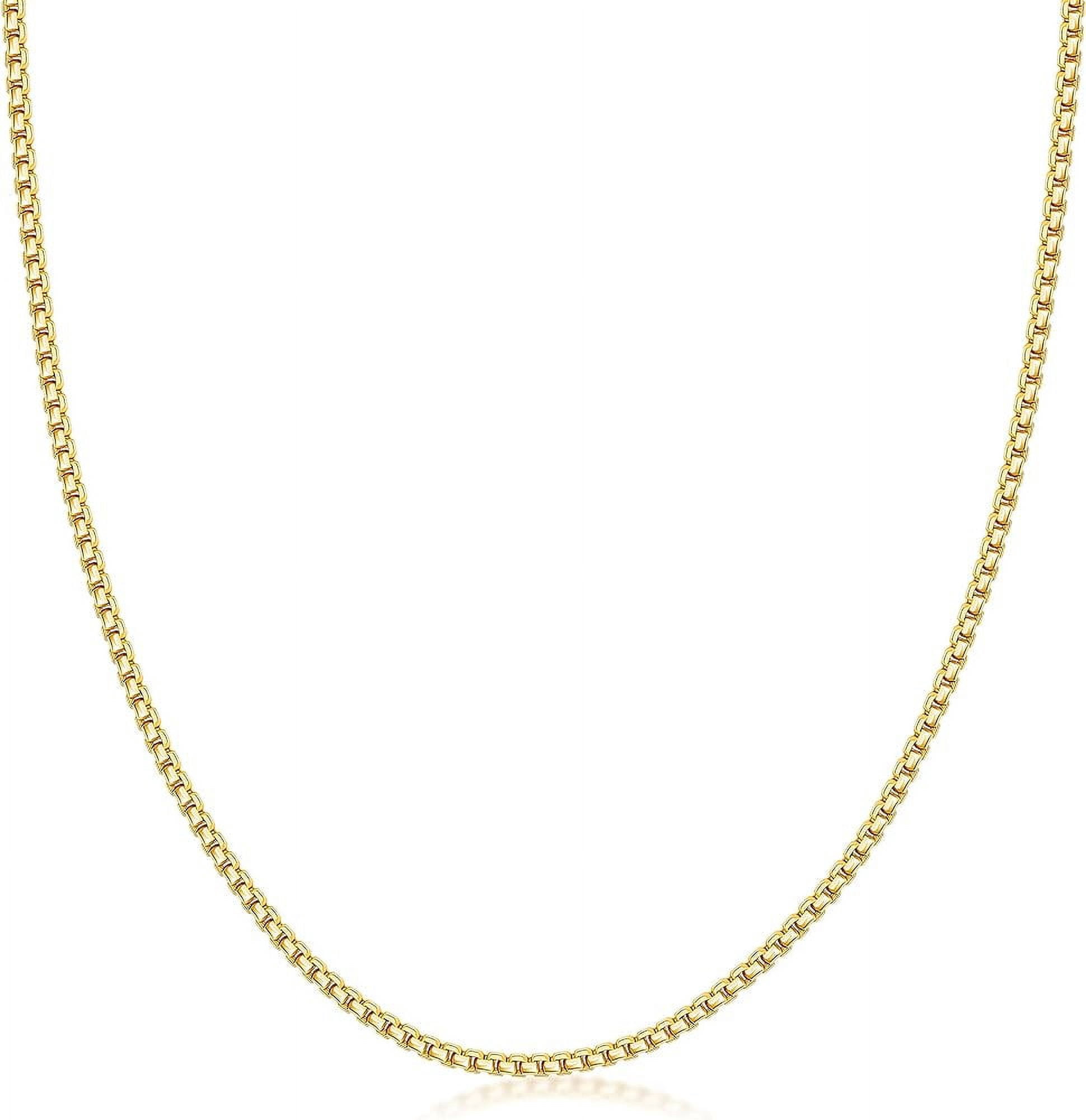 PORI JEWELERS 14K Gold 1.8MM, 2.5MM, or 3.5MM Round Box Chain Necklace ...