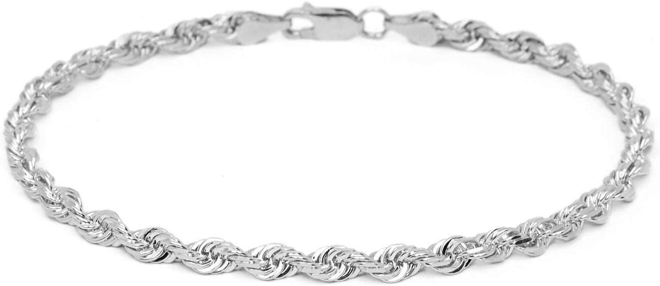 PORI JEWELERS 14K Gold 4MM Diamond Cut Rope Chain Bracelet - Sizes 7"-8 ...