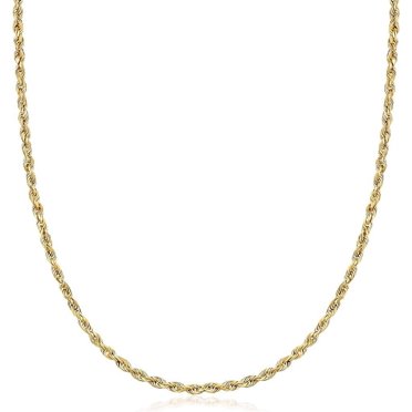 Rope Chain Solid 14k Yellow Gold Necklace Twisted Diamond Cut Genuine ...