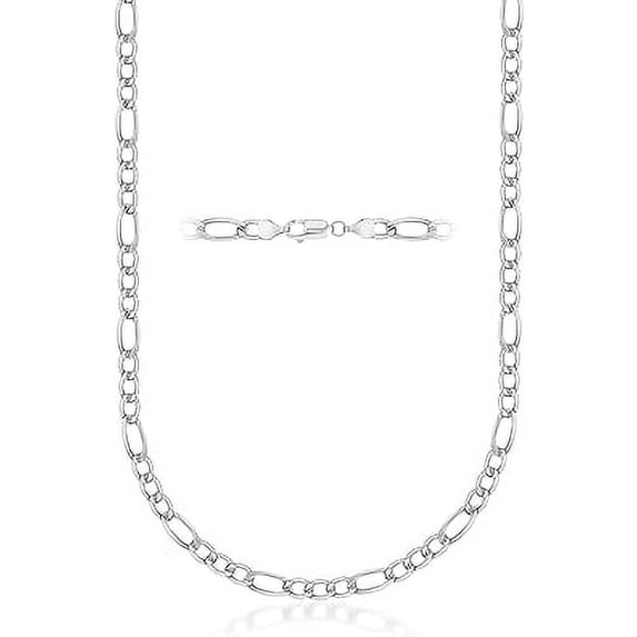 PORI JEWELERS 925 Sterling Silver Figaro Chain Necklace - 4.0MM - Made ...