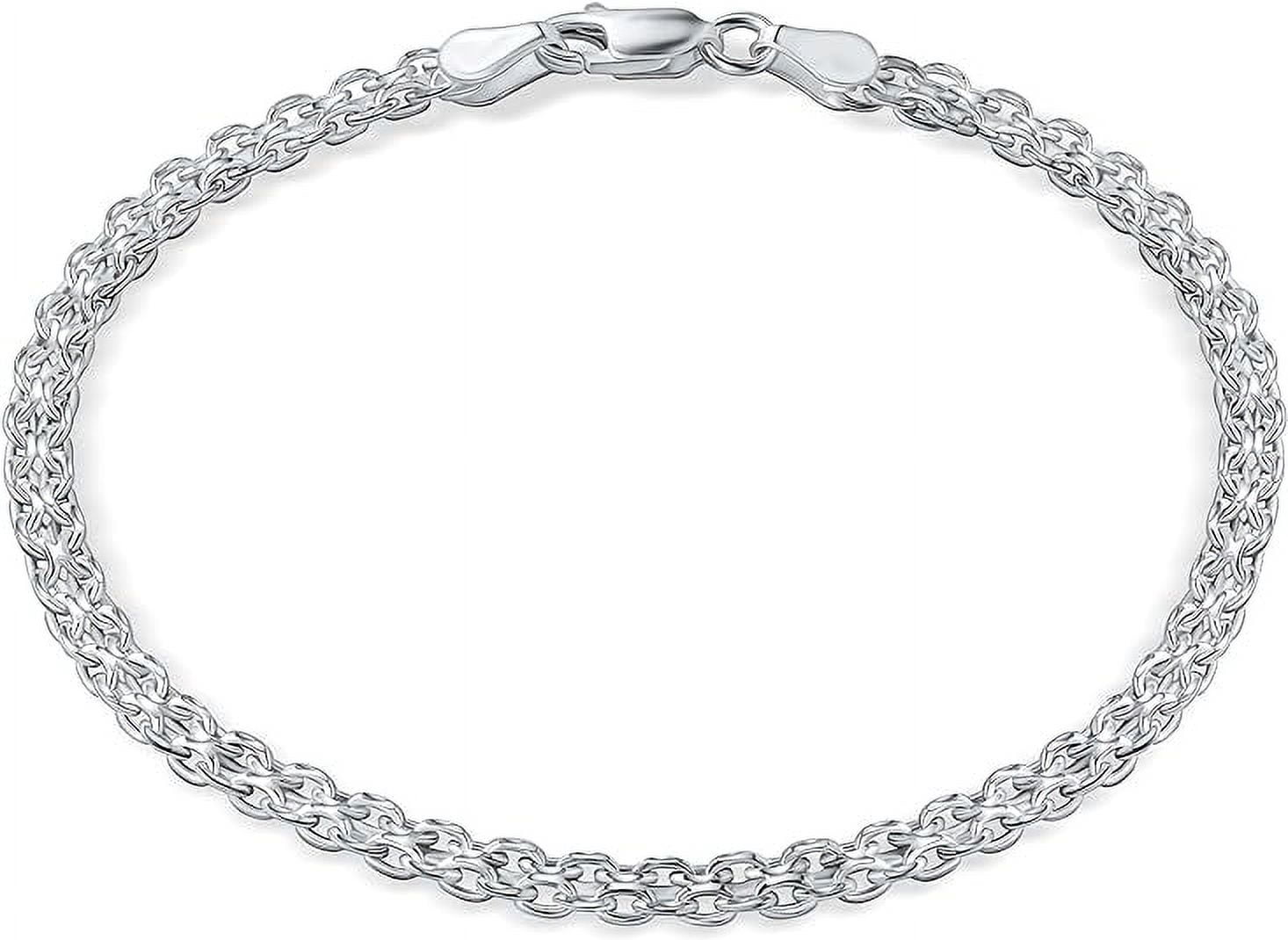 PORI JEWELERS 925 Sterling Silver Italian 3.5mm Bismark Mesh Link Chain ...