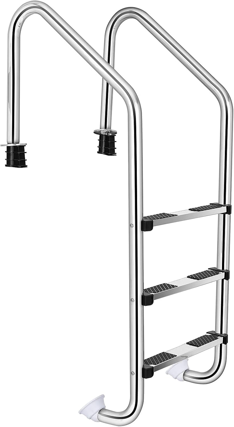 PORJGV 3-Step In-Ground Pool Ladder with Non-Slip Steps, Heavy Duty ...
