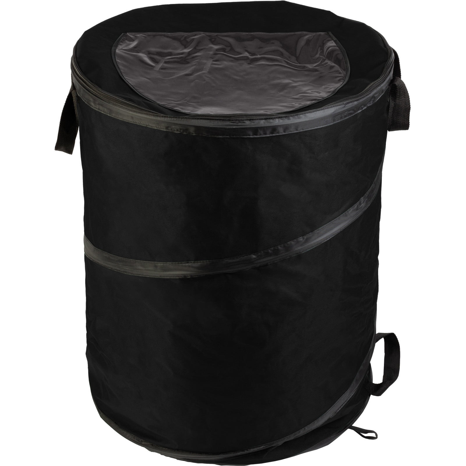 PORJGV 46-Gallon Collapsible Pop Up Trash Can with Zipper Lid, 3 Stakes ...