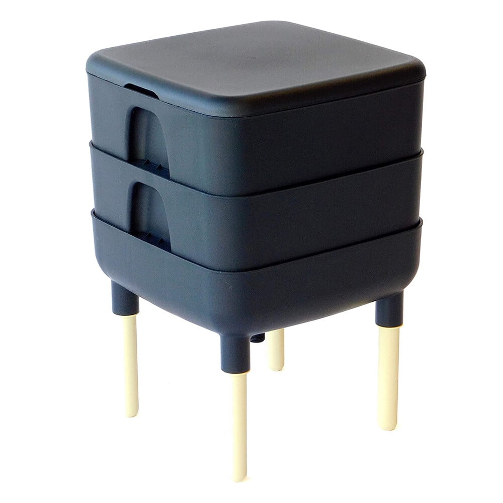 PORJGV 6-Gallon Black Worm Compost Bin for Kitchen or Balcony with ...