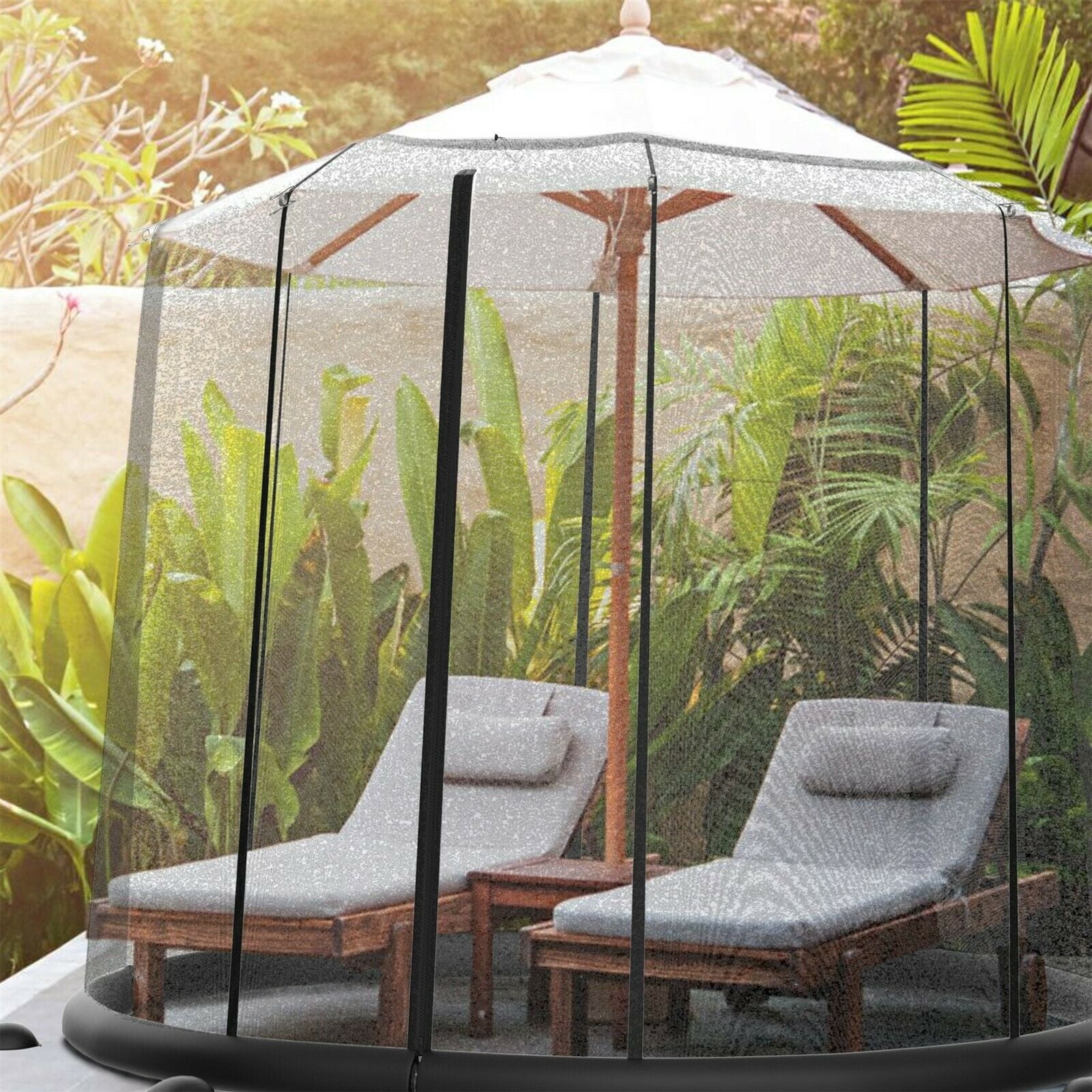 PORJGV 9-Foot Outdoor Umbrella Mosquito Net Bug Protector with Zipper ...