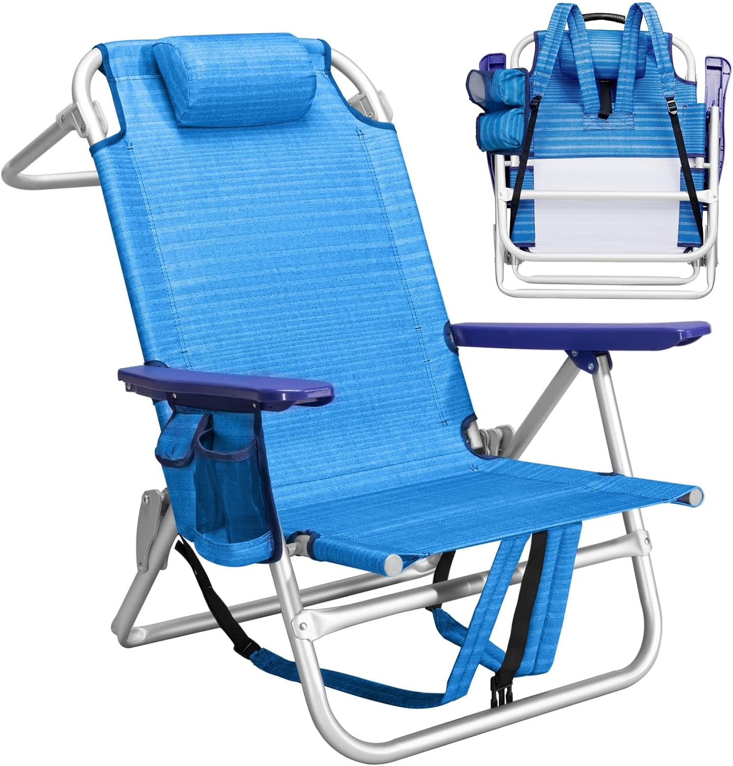 PORJGV Backpack Beach Chair – Heavy Duty Folding Camping Chair with ...