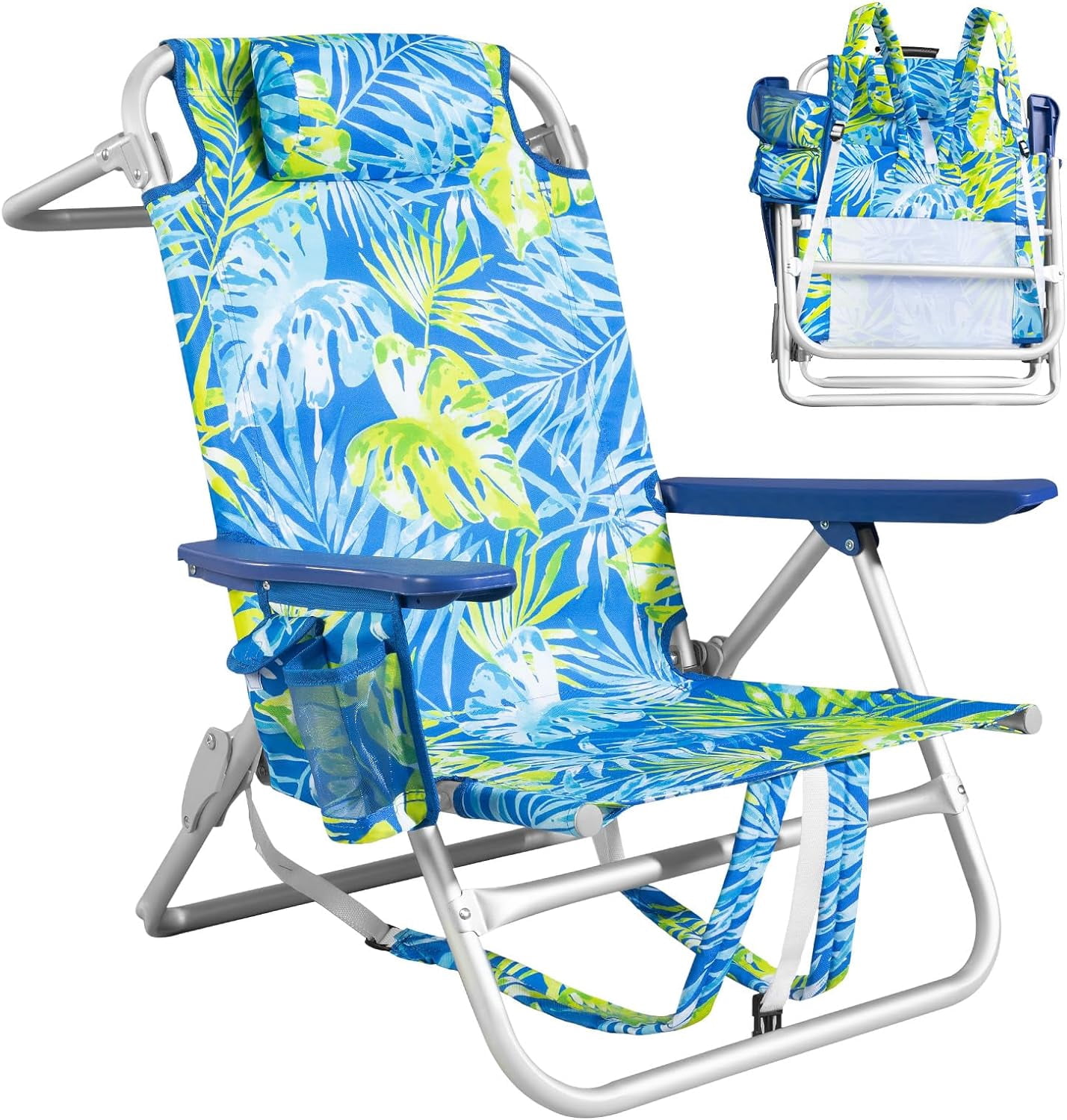 PORJGV Backpack Beach Chair – Heavy Duty Folding Camping Chair with ...