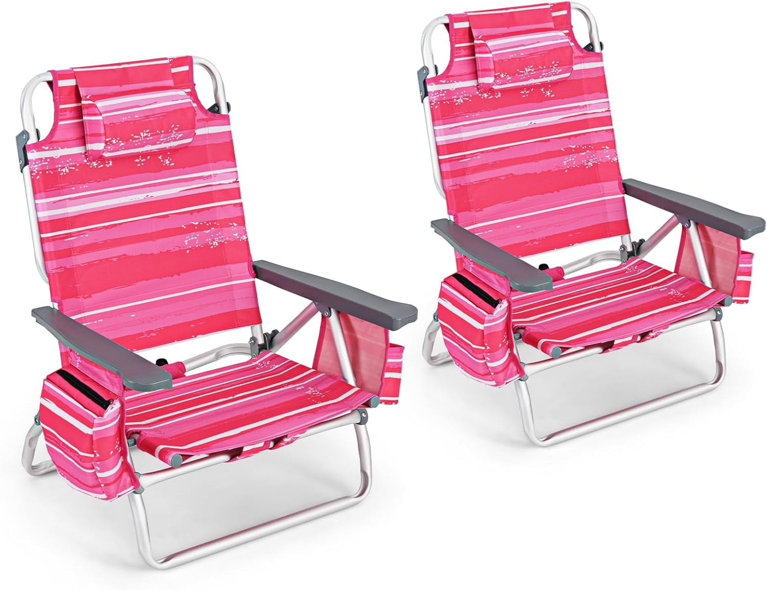 PORJGV Beach Chair, Folding Backpack Beach Chairs for Adults with 5 ...