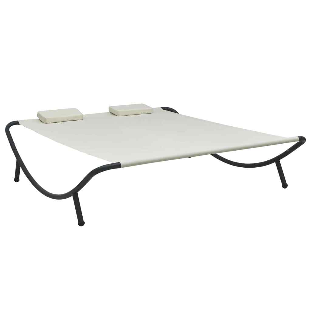 PORJGV Outdoor Double Lounge Bed with Washable Pillows, Reclining Patio ...