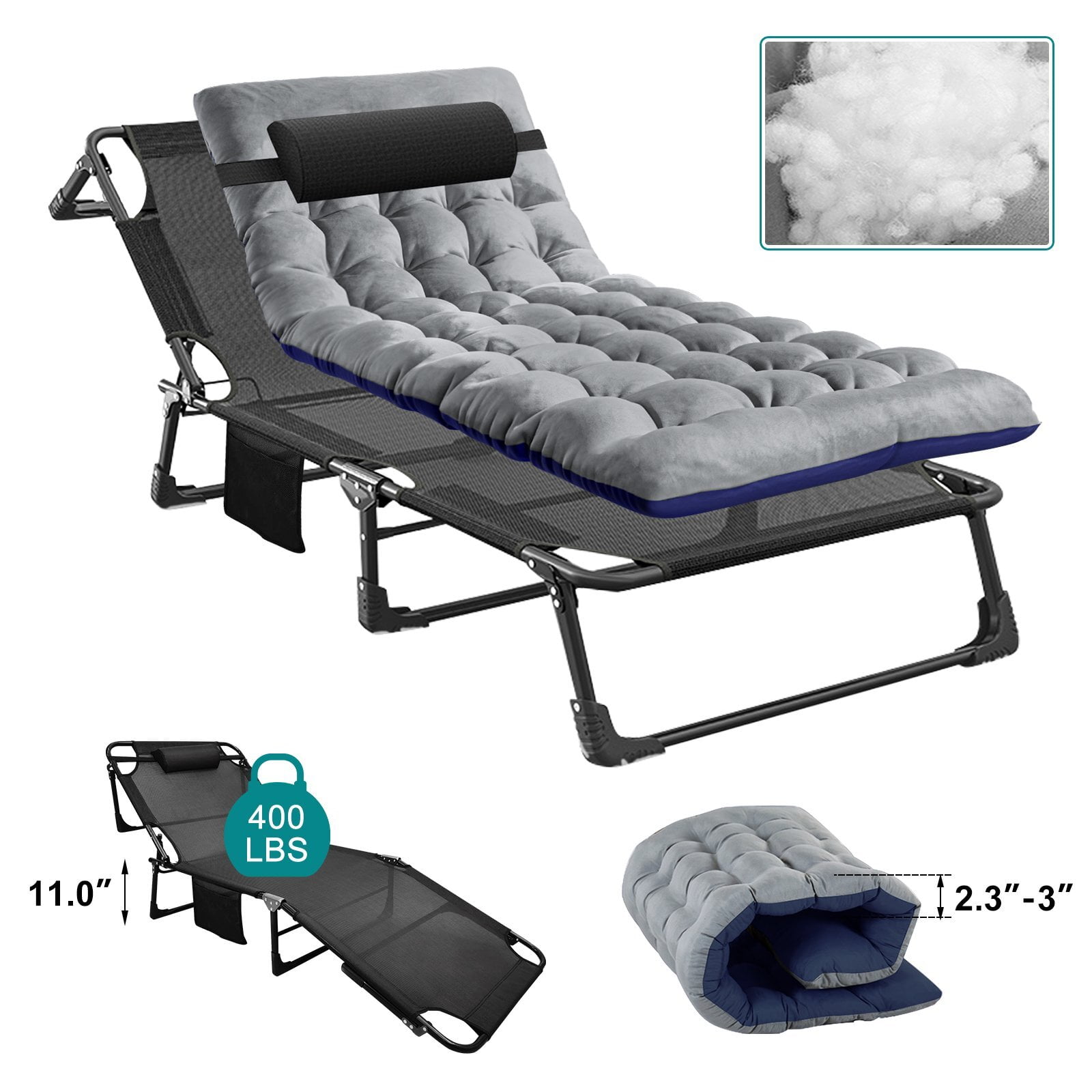 PORJGV Outdoor Folding Chaise Lounge Chair for Beach, Sunbathing, Patio ...