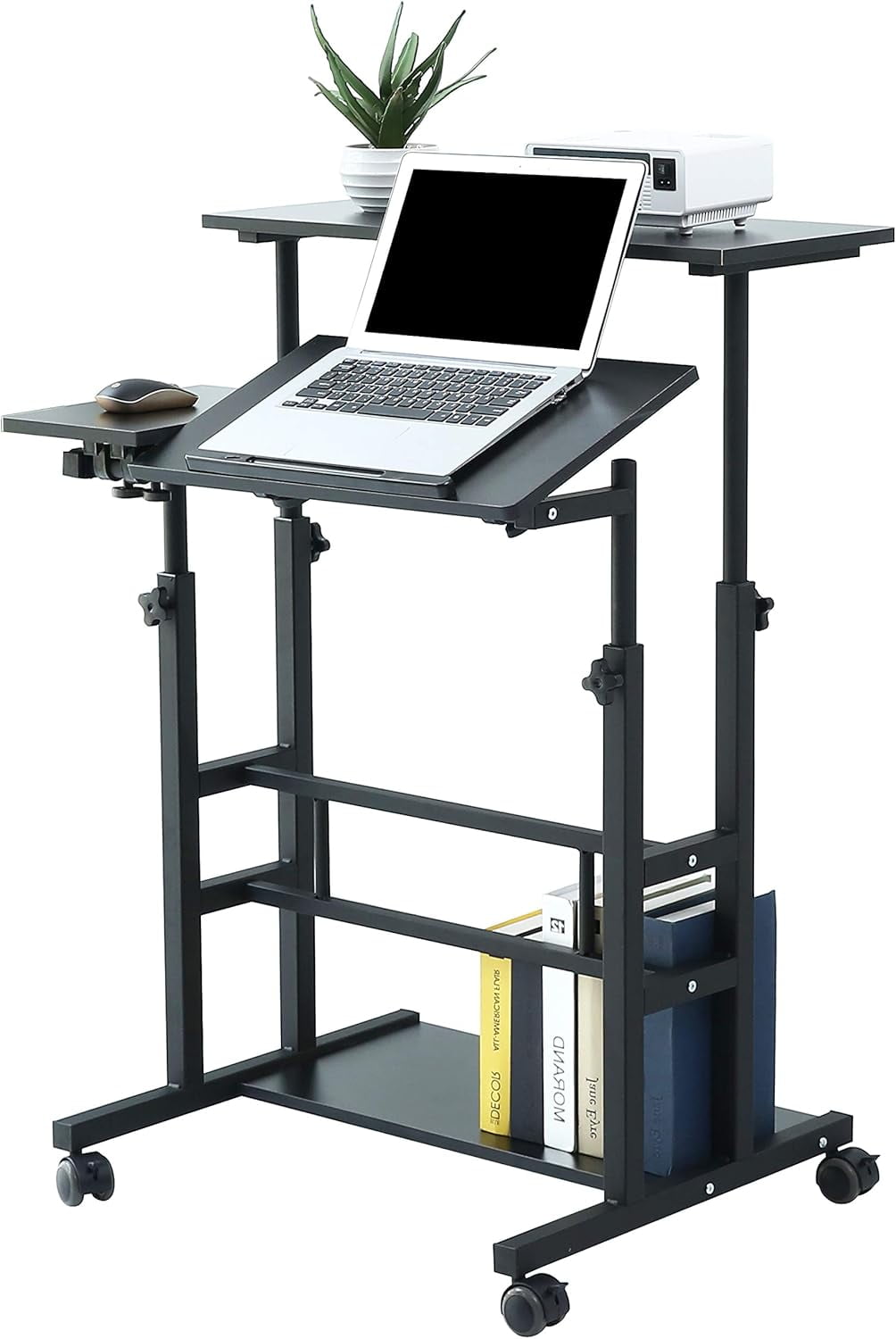 PORJGV Portable Standing Desk on Wheels - Height Adjustable Mobile ...