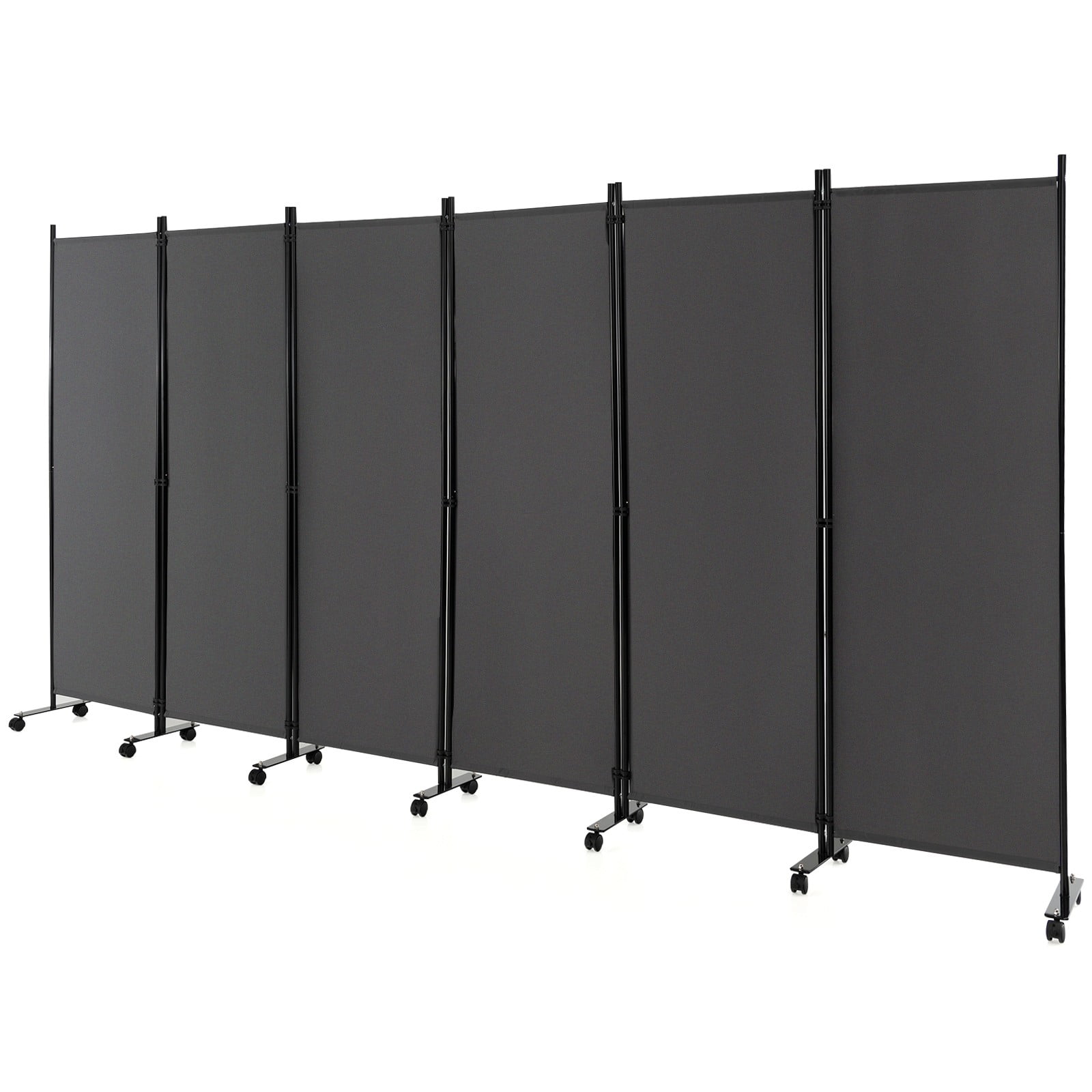 PORJGV6-Panel Folding Room Divider - A gray folding screen with ...