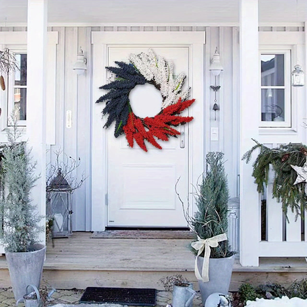 PORK American Flag Wreath Tooluck Independence Day Decor Red White Blue ...