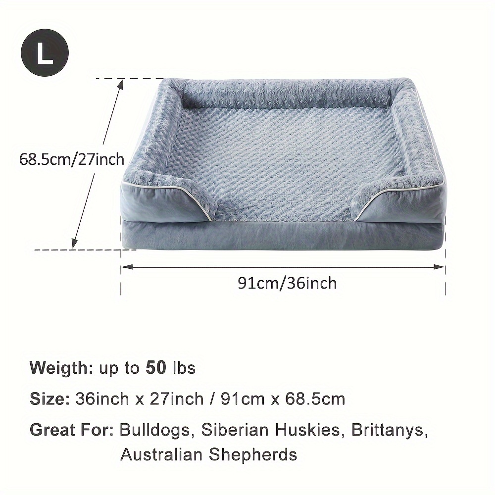 PORK Dog Beds for Large Dogs Washable Dog Bed Bolster Dog Sofa Bed with ...