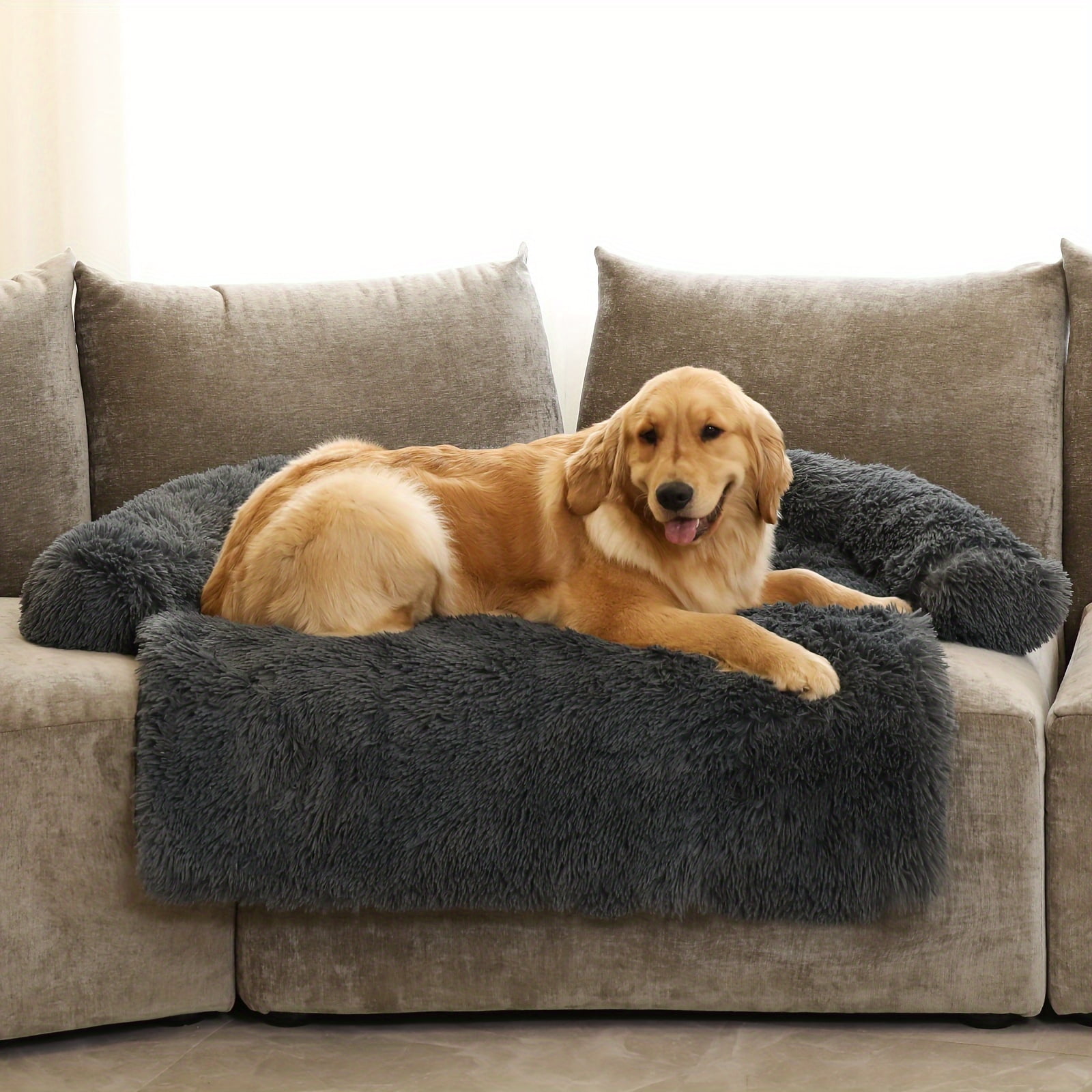 PORK Large & Extra Large Dog Beds with Plush Faux Fur Rectangle Couch ...