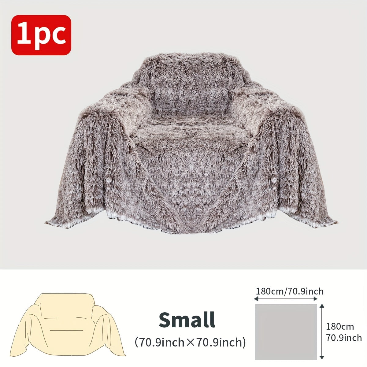 PORK Luxurious Gradient Plush Sofa Cover With Non-Slip Bottom - Soft ...