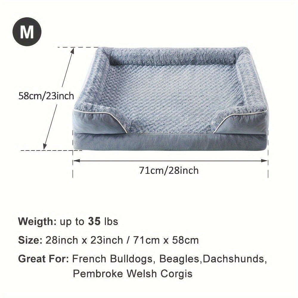 PORK Luxury Orthopedic Dog Bed - Easy-to-Clean Plush Bolster Sofa Bed ...
