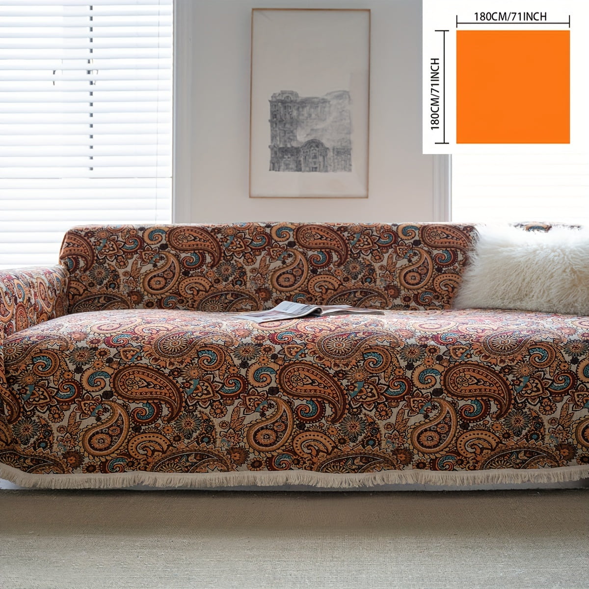 PORK Vintage American Country Style Sofa Cover - Anti-Cat Scratch Thick ...