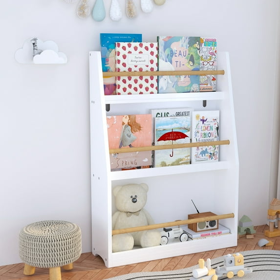PORKISS 3 Tier Bookshelf for Kids, Wooden Kids Book Rack, Modern Kids ...