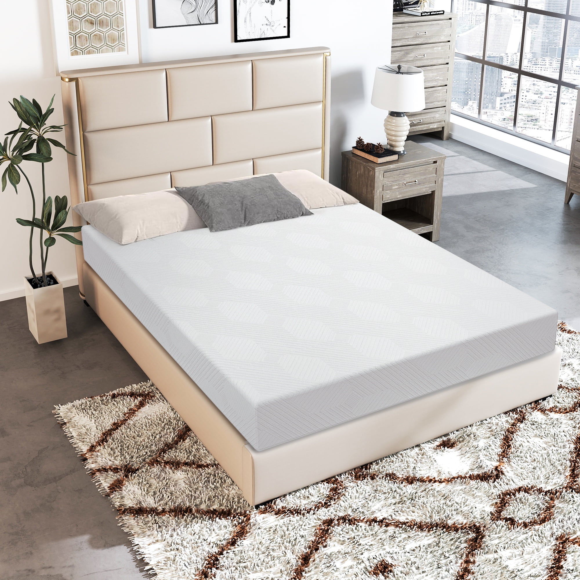 PORKISS 6" Memory Foam Mattress, Full Size Cooling Gel Green Tea Memory ...