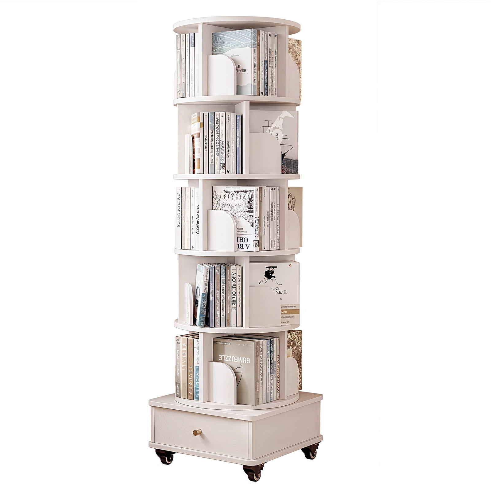 PORKISS 6 Tier Rotating Bookshelf, 360° Display Rotating Bookcase with ...