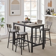 Signature Design by Ashley Wood Square Kitchen Table with Bar Stools (Set of 5), Bridson Counter ...