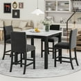 PORKISS Dining Table Set for 4, Dining Room Set with Faux Marble ...
