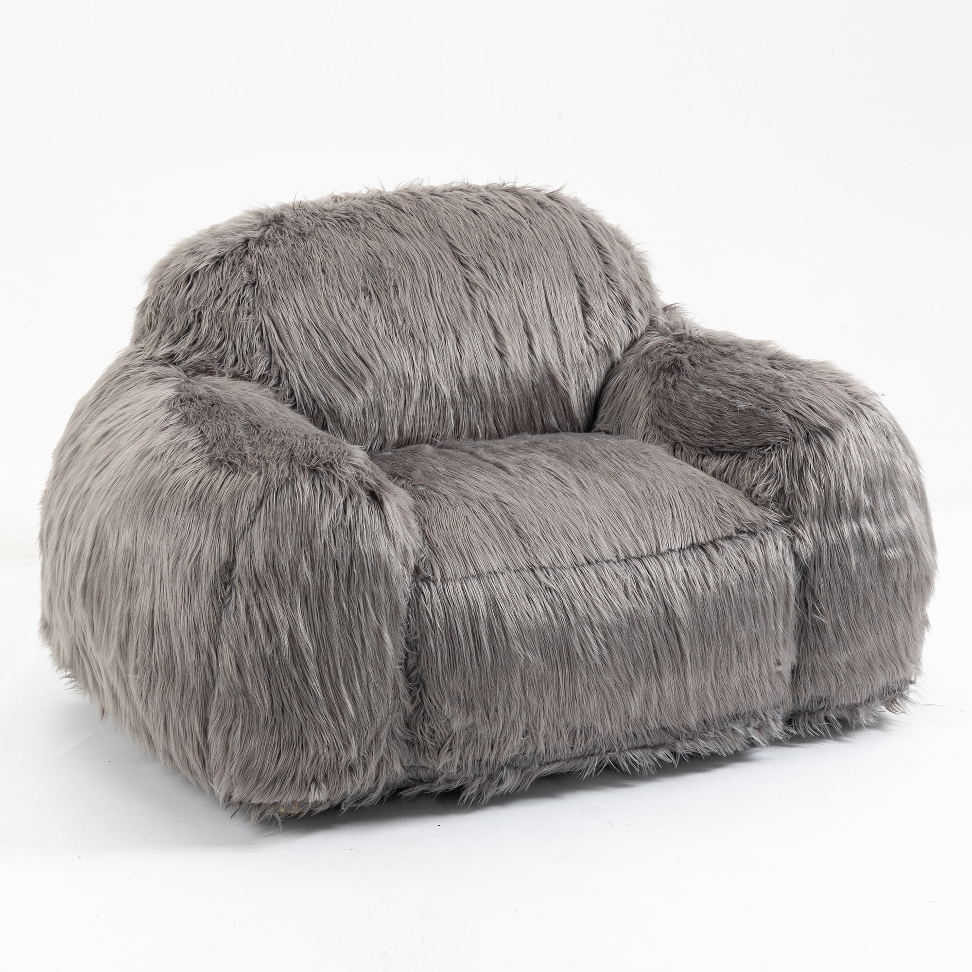 PORKISS Faux Fur Bean Bag Chair for Teens Adults, Long Hair Big Comfy ...