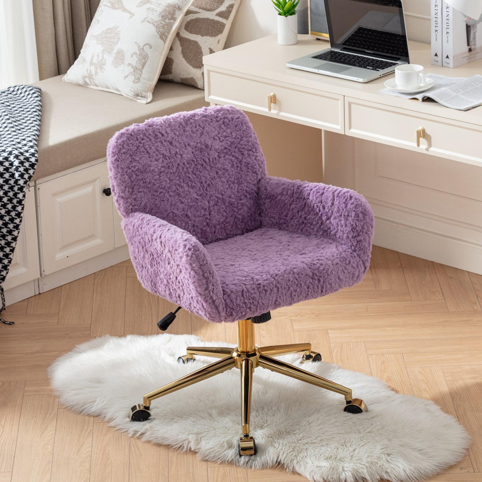 PORKISS Home Office Chair, Ergonomic Home Desk Chair with Artificial ...