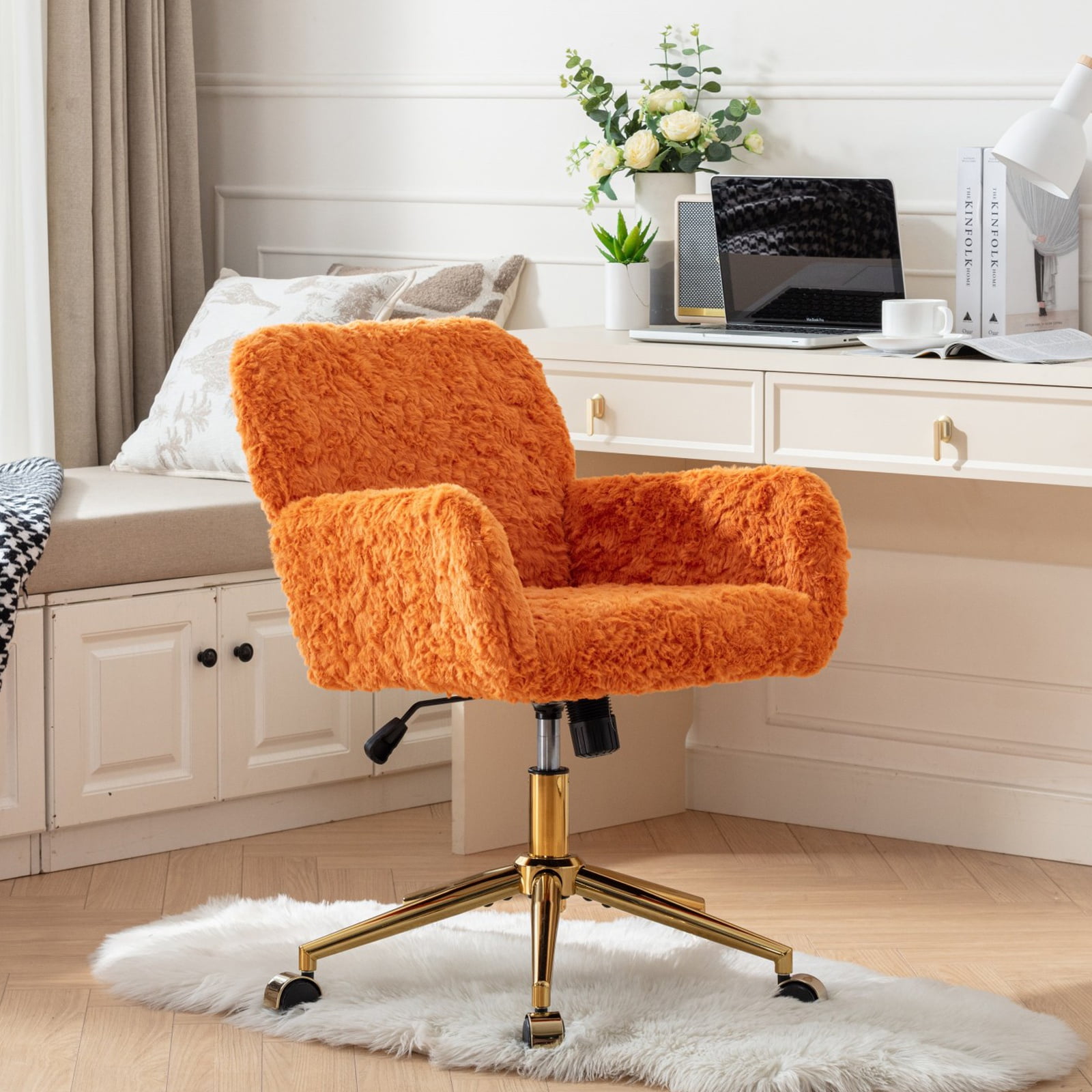 PORKISS Home Office Chair, Ergonomic Home Desk Chair with Artificial ...