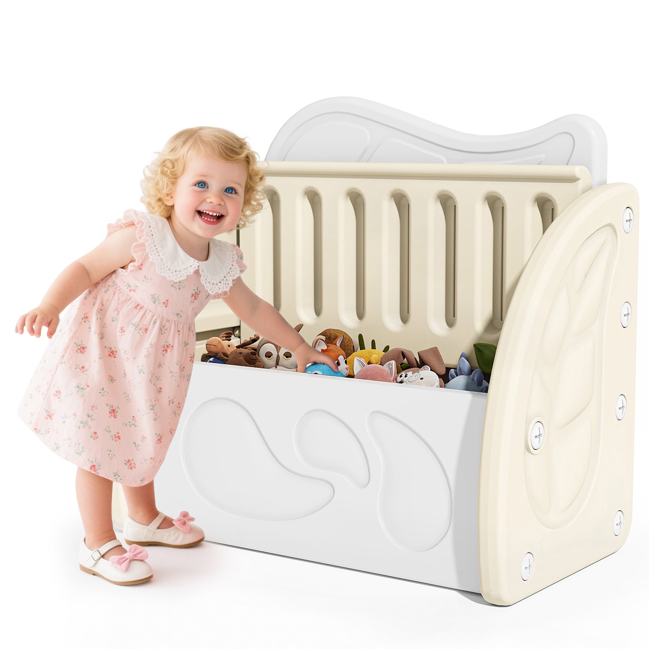 PORKISS Kids Toy Box for Boys Girls, Plastic Toy Storage Organizer with ...