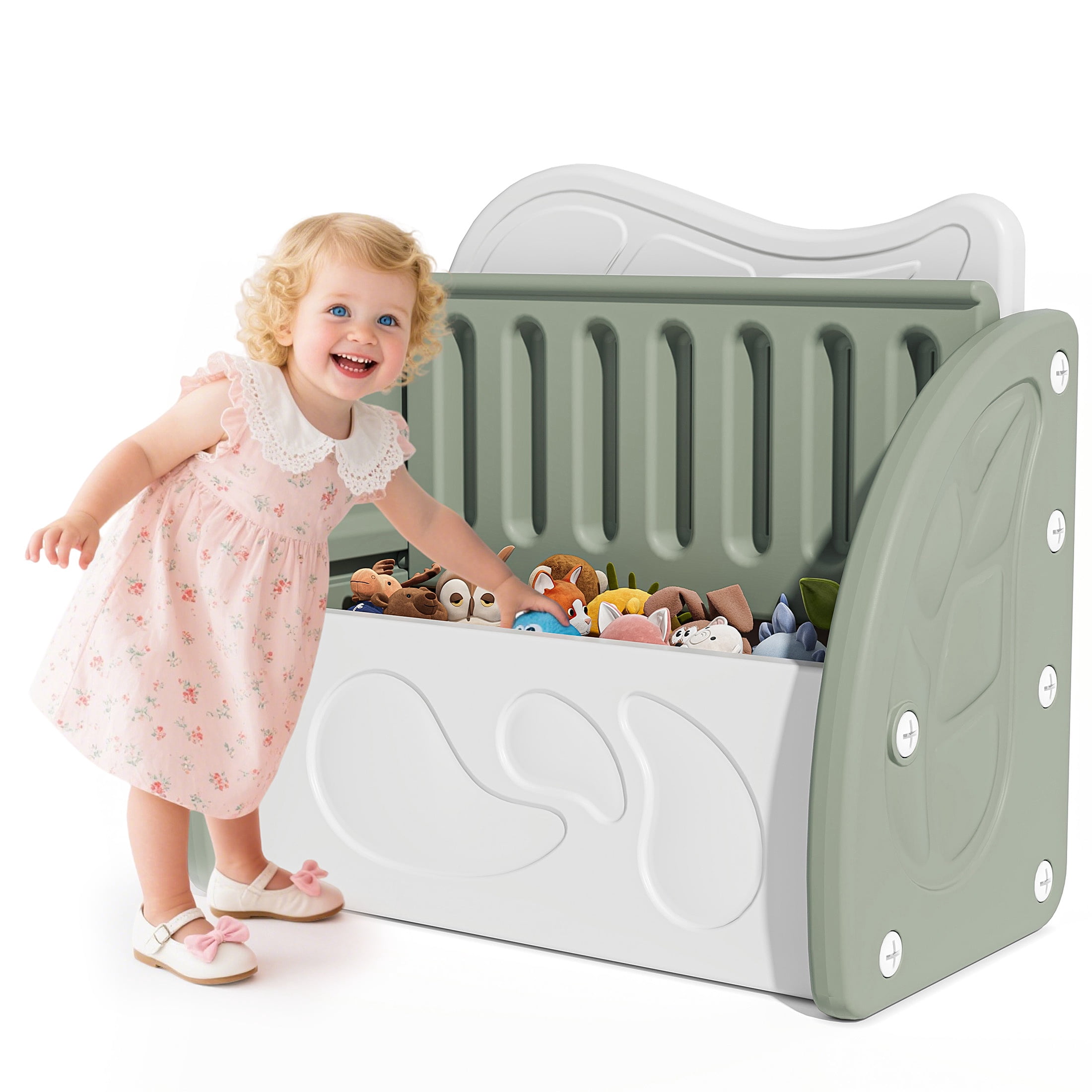 PORKISS Kids Toy Box for Boys Girls, Plastic Toy Storage Organizer with ...