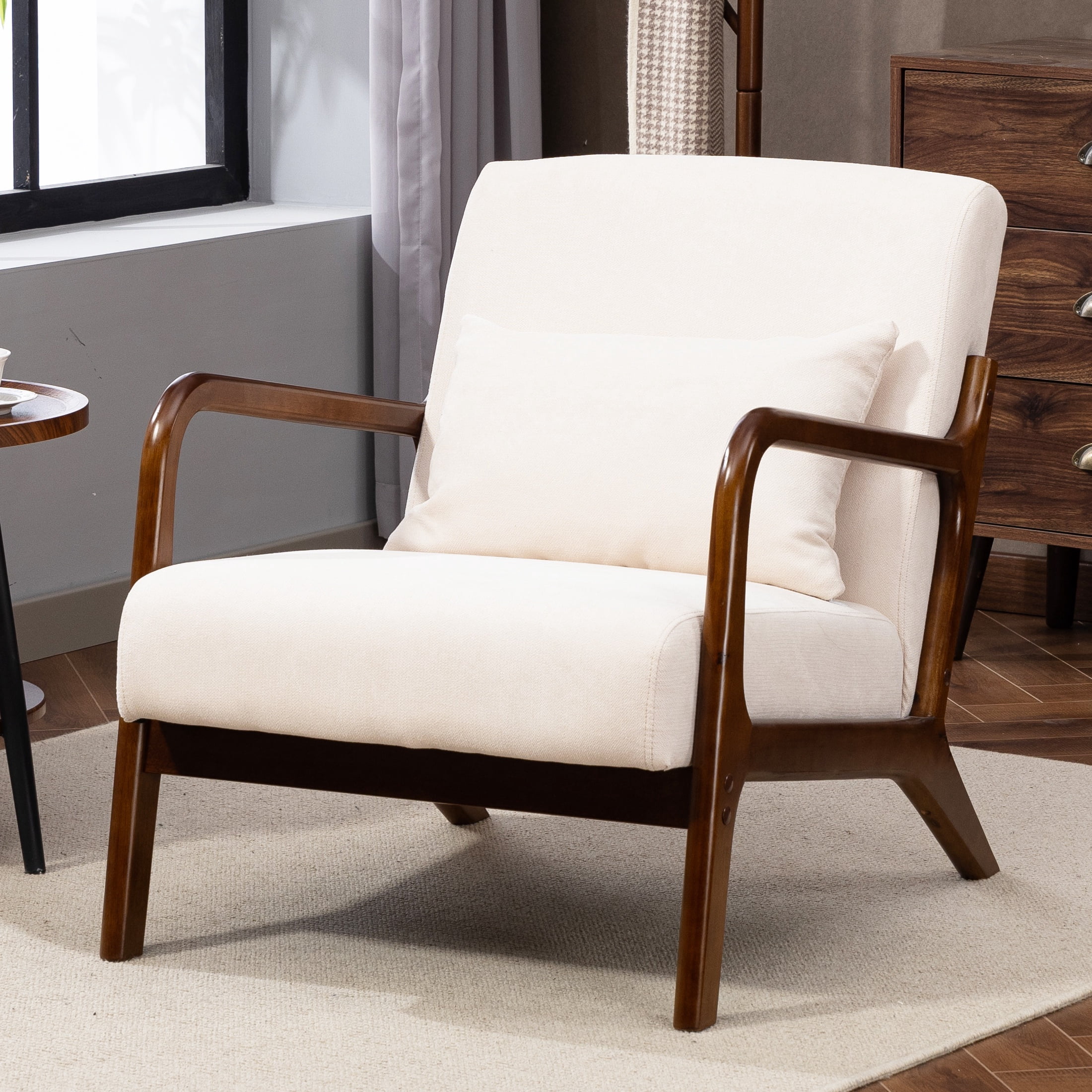 PORKISS Modern Arm Chair Velvet Fabric Upholstered Comfy Reading Accent ...