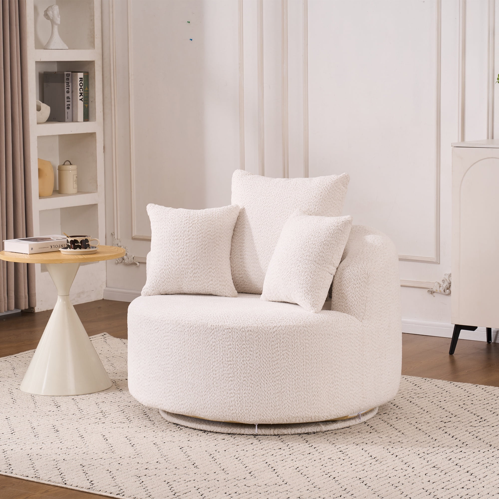 PORKISS Oversized Swivel Accent Chair Barrel Chair, Crochet Yarn ...