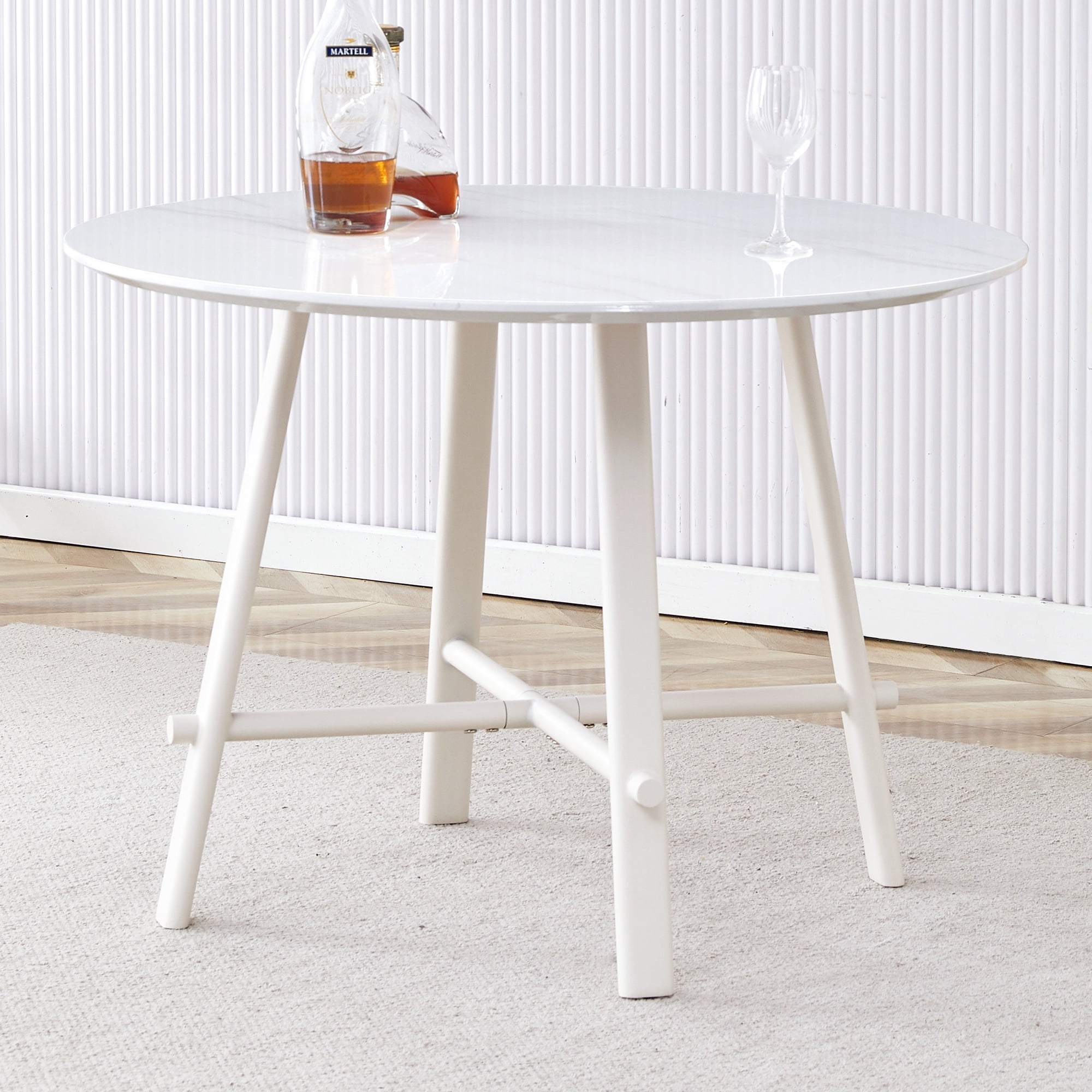 PORKISS Round Dining Table for 4 People, Wood Kitchen Dining Table with ...